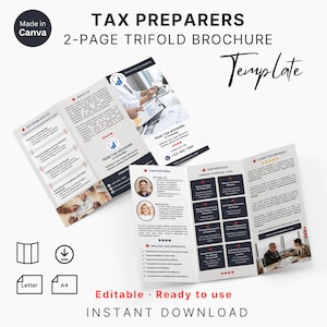Editable Tax Preparer Trifold Brochure Accountant CPA Brochure Tax ...