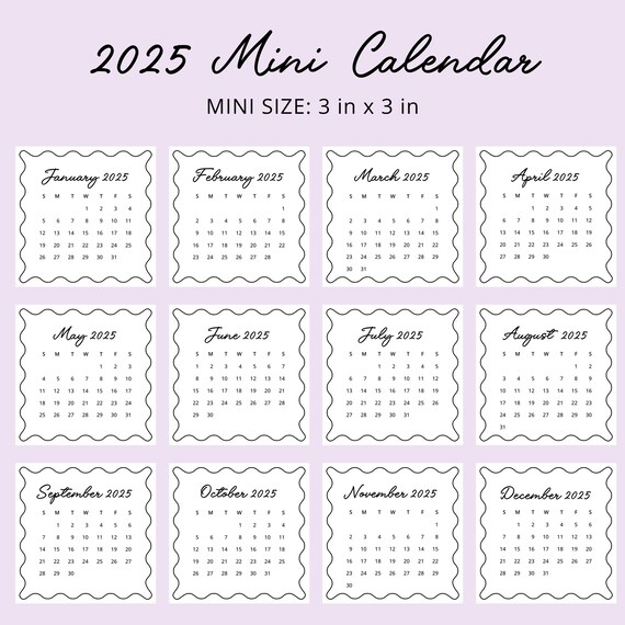 Printable Mini Calendar 2018 Mini Calendars ''Classic'' | Mini
