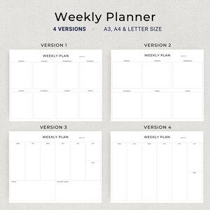 Minimalist Weekly Planner Printable PDF Weekly Plan Landscape Undated ...