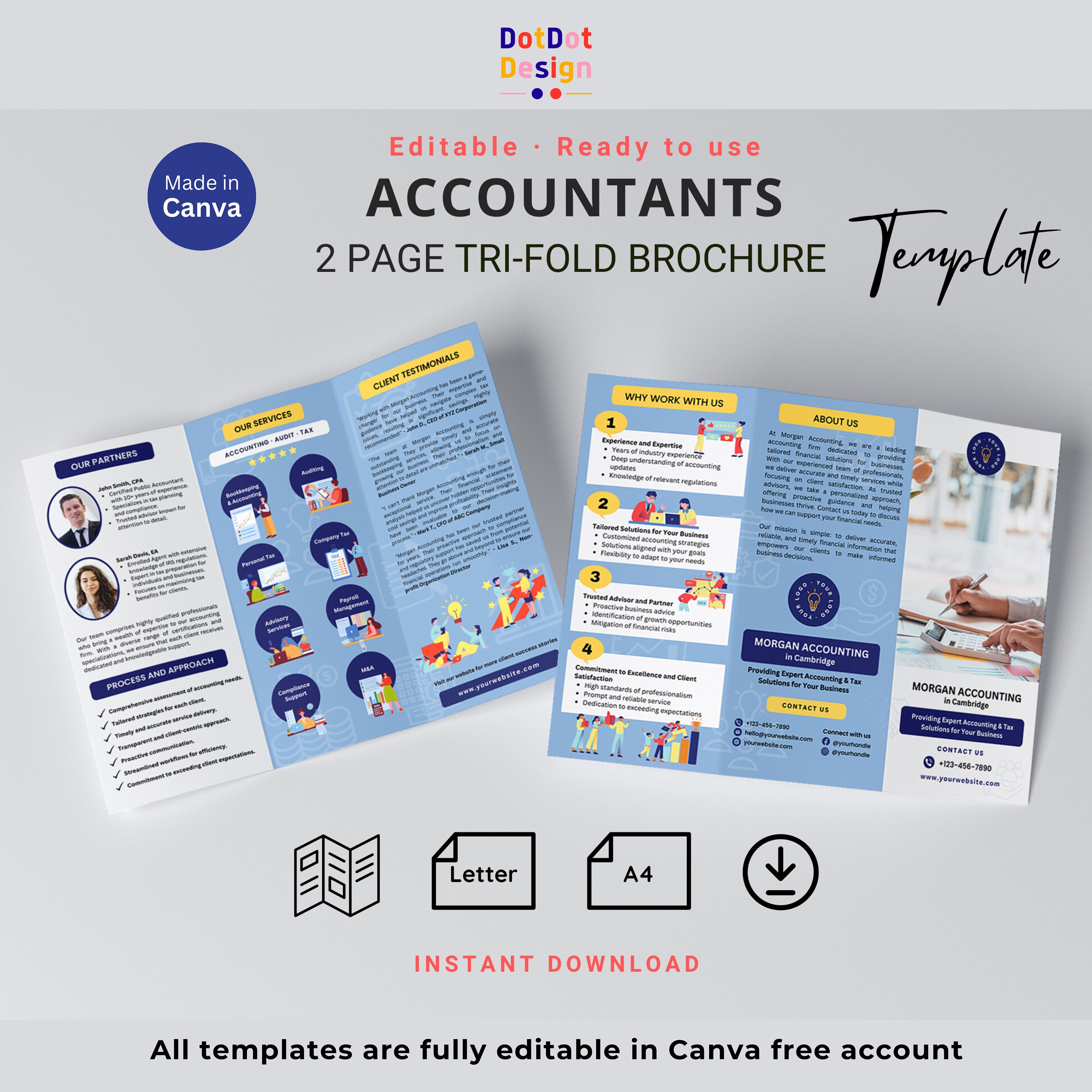 Editable Trifold Brochure for Accountant Brochure Tax Professional ...