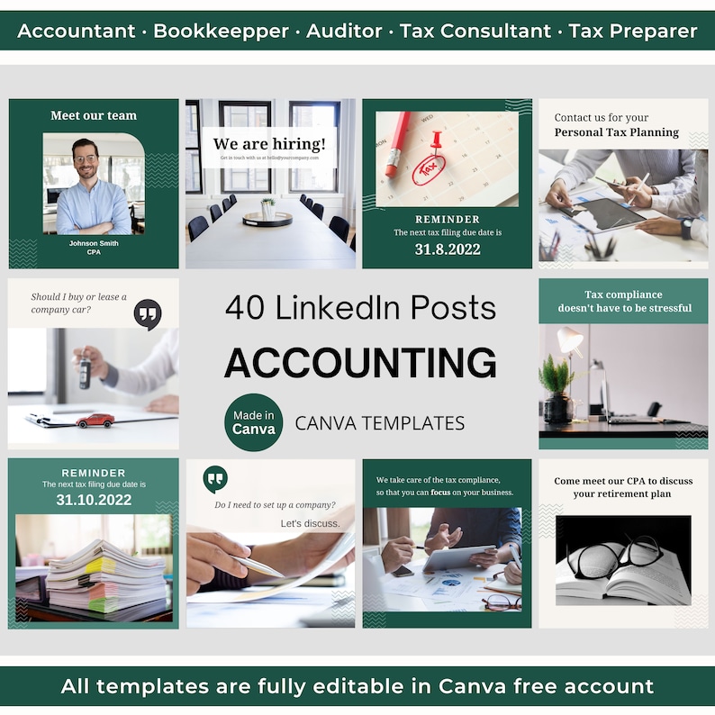 40 Accounting Linkedin Post Canva Template Accountant Linkedin Content ...