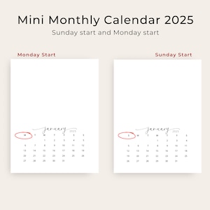 2025 Mini Calendar 2025 Small Calendar Monthly Vertical 2025 DIY ...
