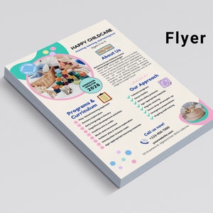 Matching Flyer & Trifold Brochure for Childcare Center EDITABLE ...