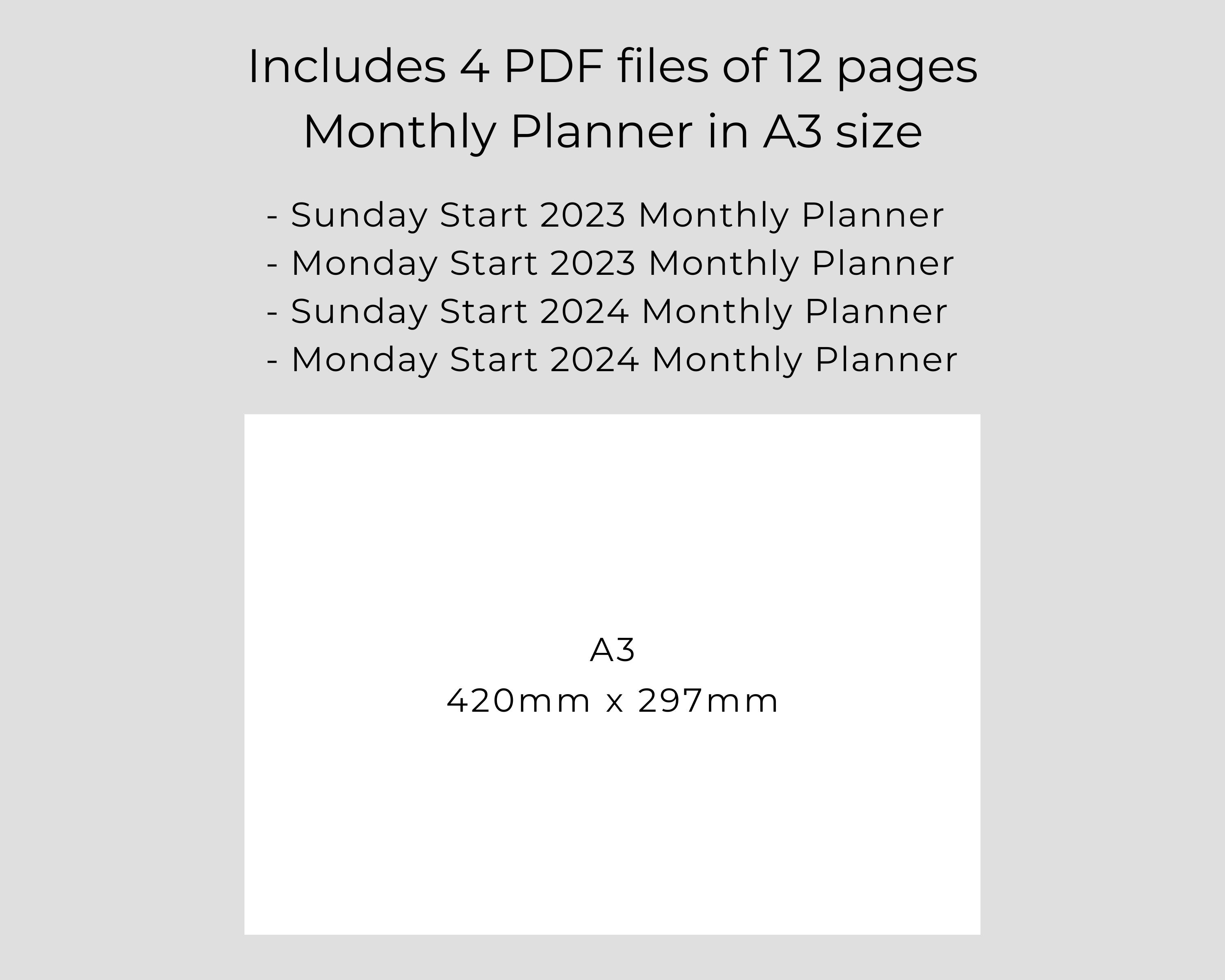 2023 & 2024 Monthly Planner Landscape 2023 2024 Monthly PDF - Etsy