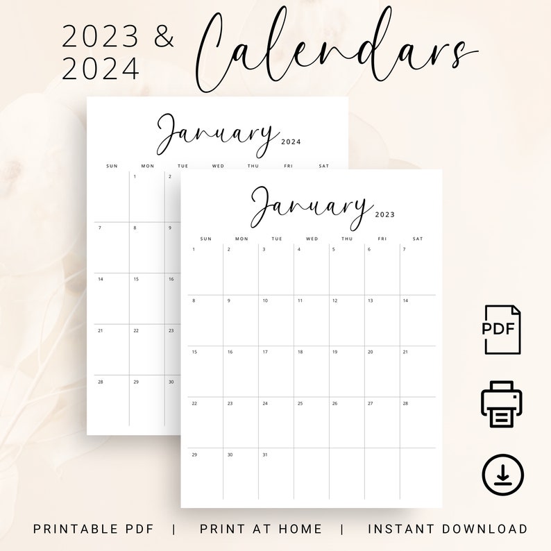 2023 2024 Calendar Printable 2023 2024 Monthly Planner Portrait A4 ...