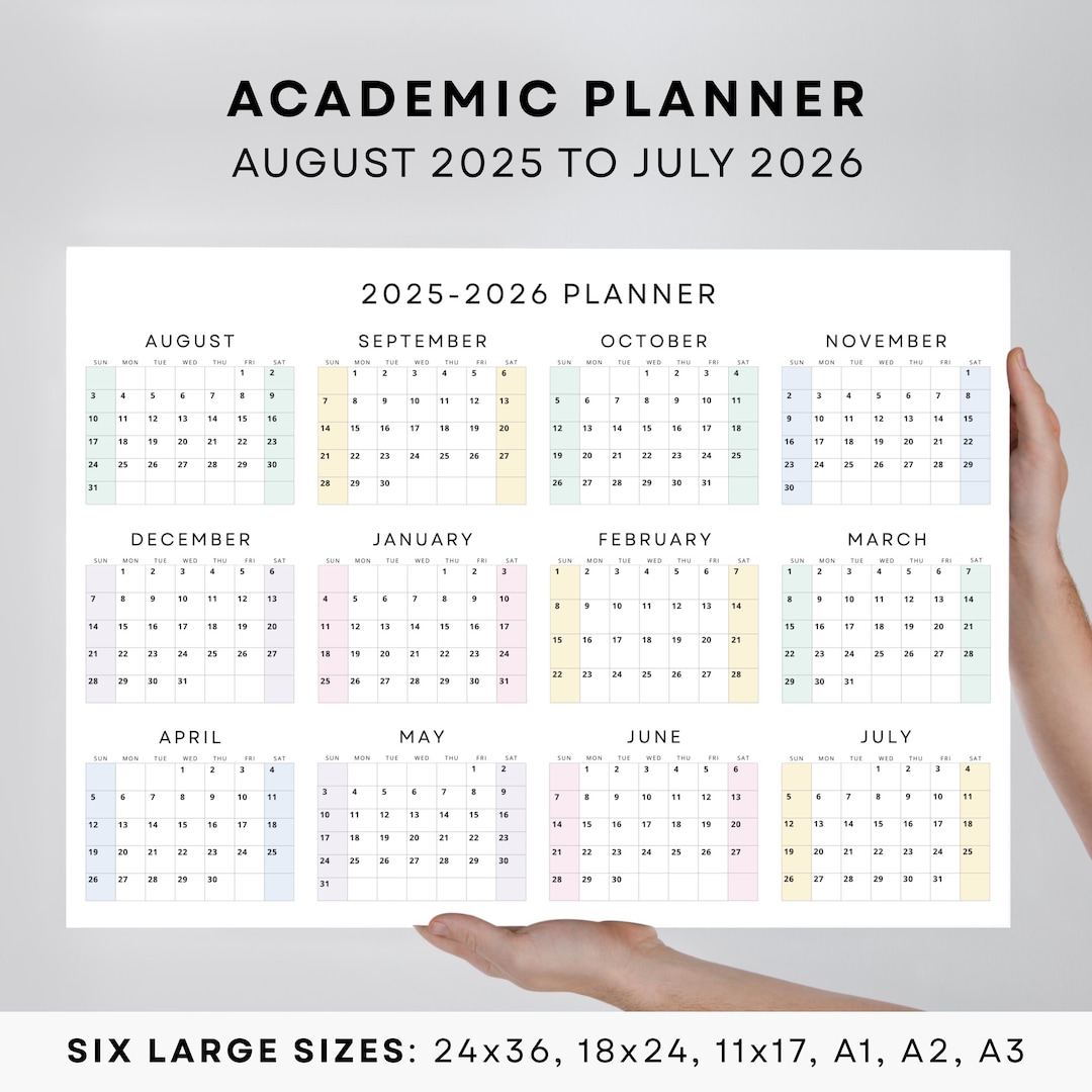 2025 2026 Academic Year 2025 2026 Wall Planner Large Aug 2025 to Jul ...