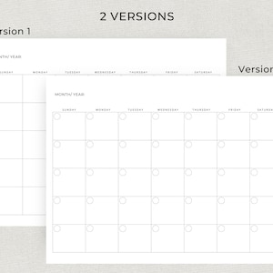 Blank Calendar Undated Monthly Planner Minimalist Blank Monthly ...