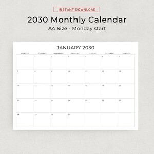 2025 to 2030 Calendar 2025-2030 Monthly Calendar 2025 2026 2027 2028 ...