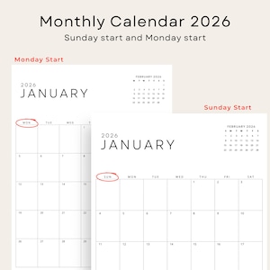2026 Calendar Vertical 2026 Monthly Planner With Next Month PRINTABLE ...