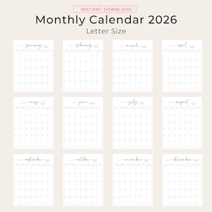 2026 Calendar 2026 Monthly Planner Vertical 2026 Elegant Monthly ...