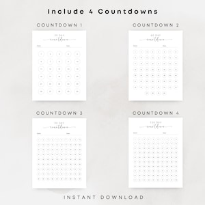 30, 60, 90, 100 Day Countdown Tracker Printable to Wedding Anniversary ...