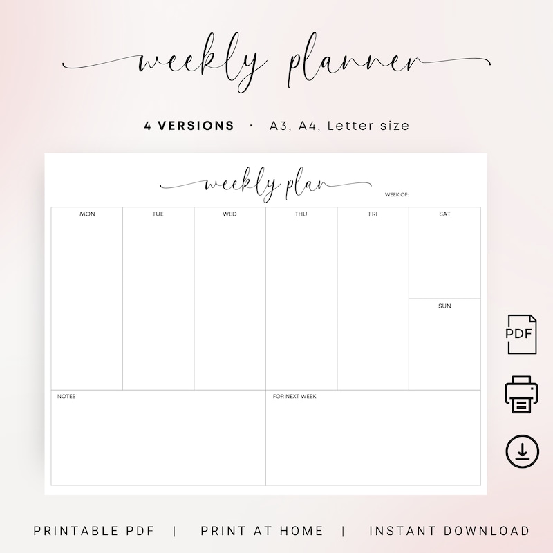 Weekly Planner - Etsy