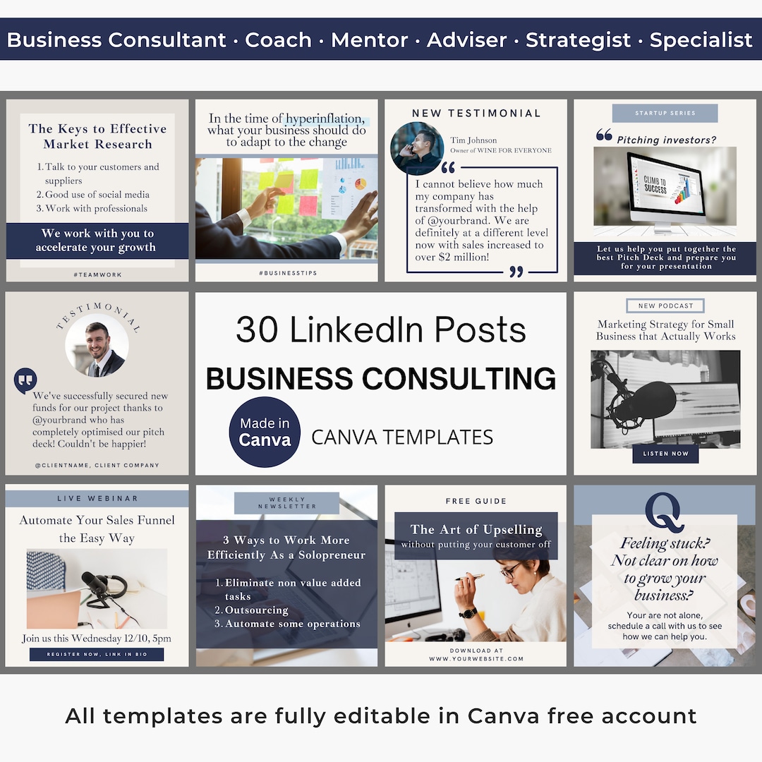 30 Business Consulting Linkedin Post Canva Templates Business ...