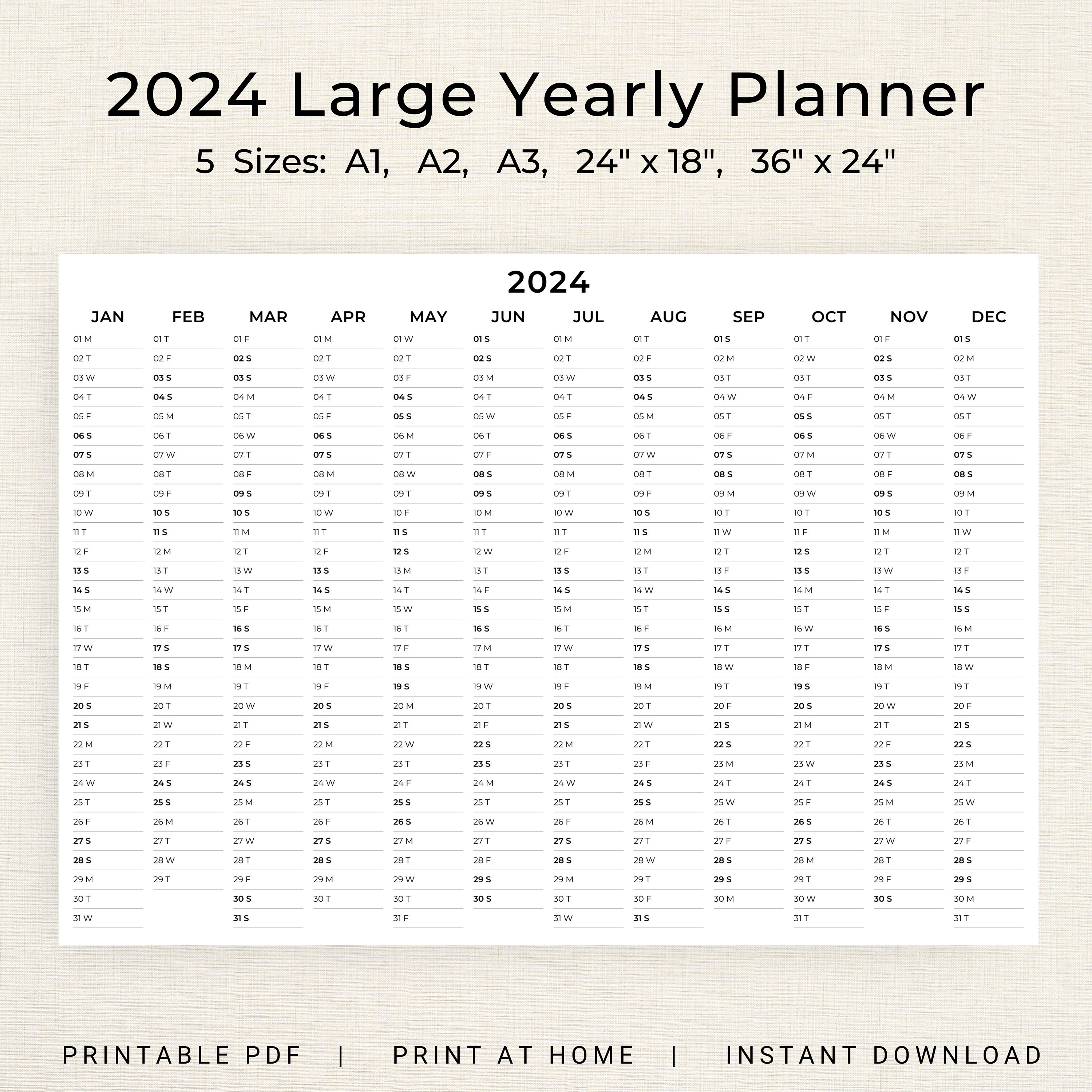 2024 Large Yearly Planner 2024 Year Wall Planner Landscape 2024 Planner ...