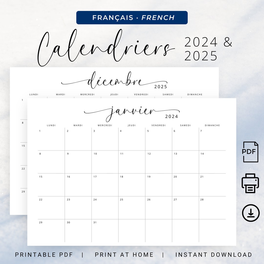 Calendriers 2024 2025 Calendrier Français Planificateur 2024 2025 ...