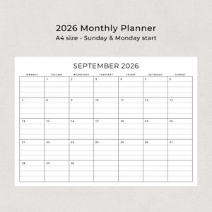 Printable 2026 Monthly Planner With Lines 2026 Calendar Landscape ...