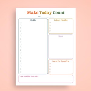 Printable Daily Planner Colorful Daily to Do List Productivity Planner ...