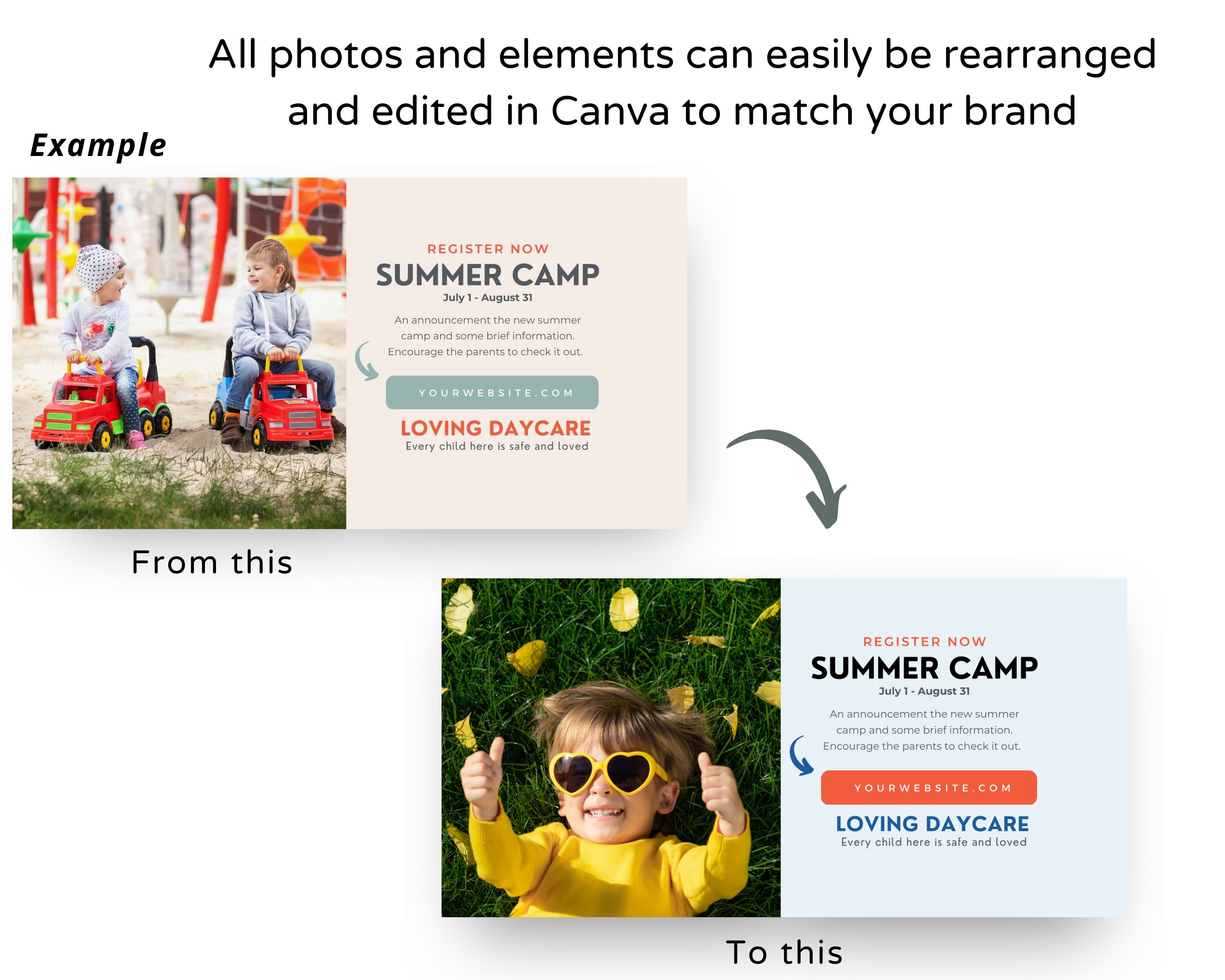 4 Daycare Facebook Cover Banner Childcare Canva Template Preschool ...