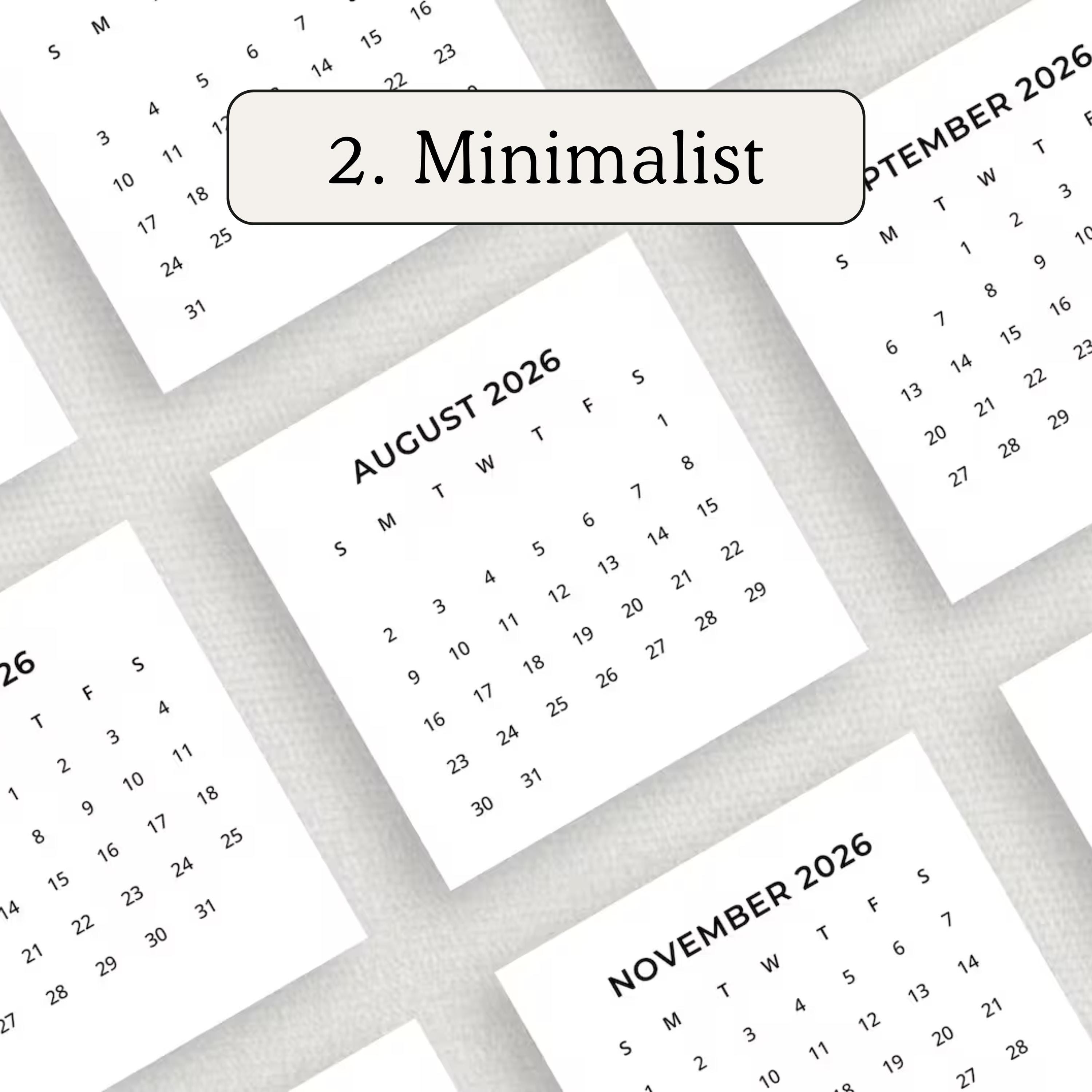 BUNDLE 2026 Mini Calendar 3x3 Inch Set of 5 Designs 2026 Small Calendar ...