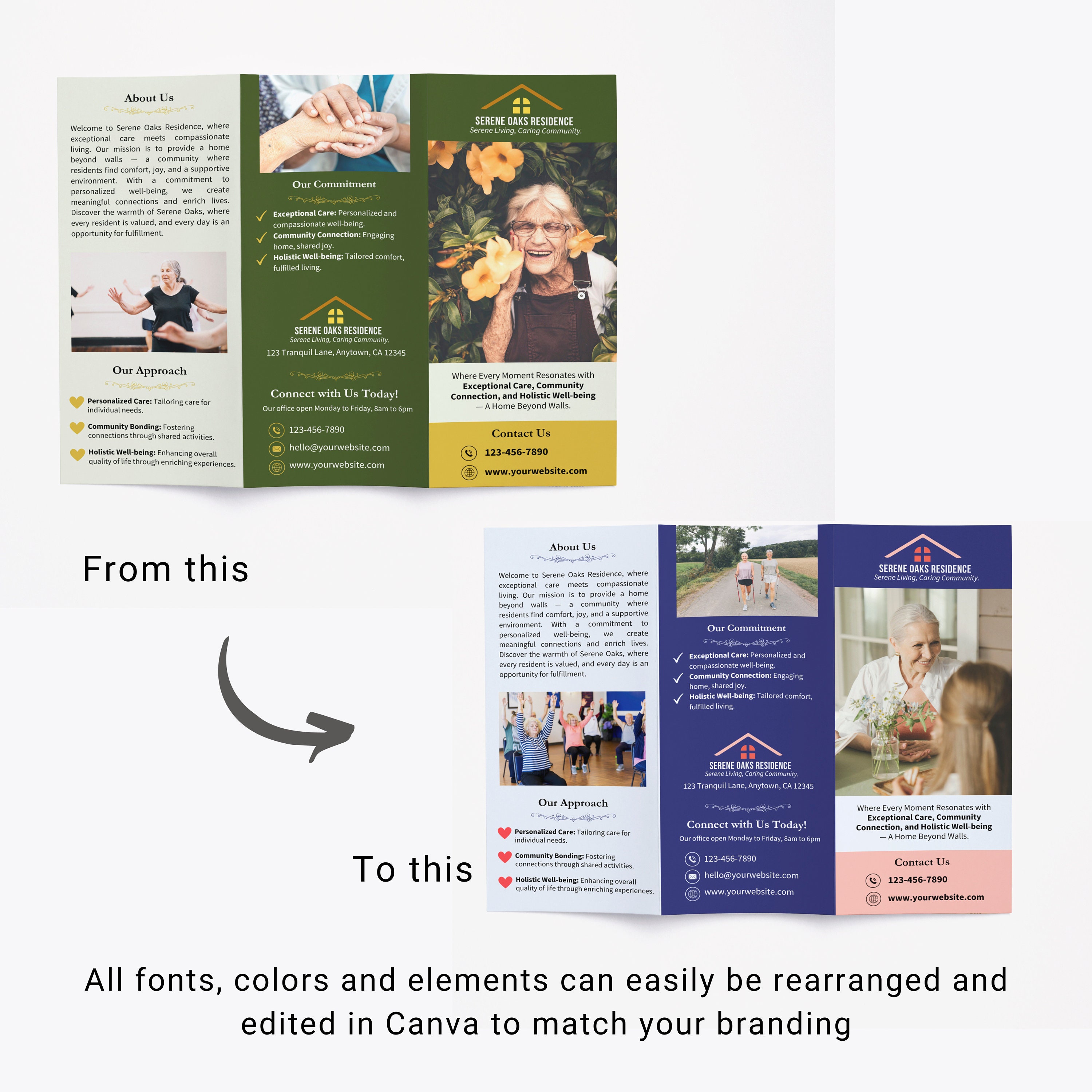 Editable Senior Residence Trifold Brochure Senior Shared Home Brochure ...