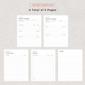 Project Planner Printable Productivity Planner Personal Project ...