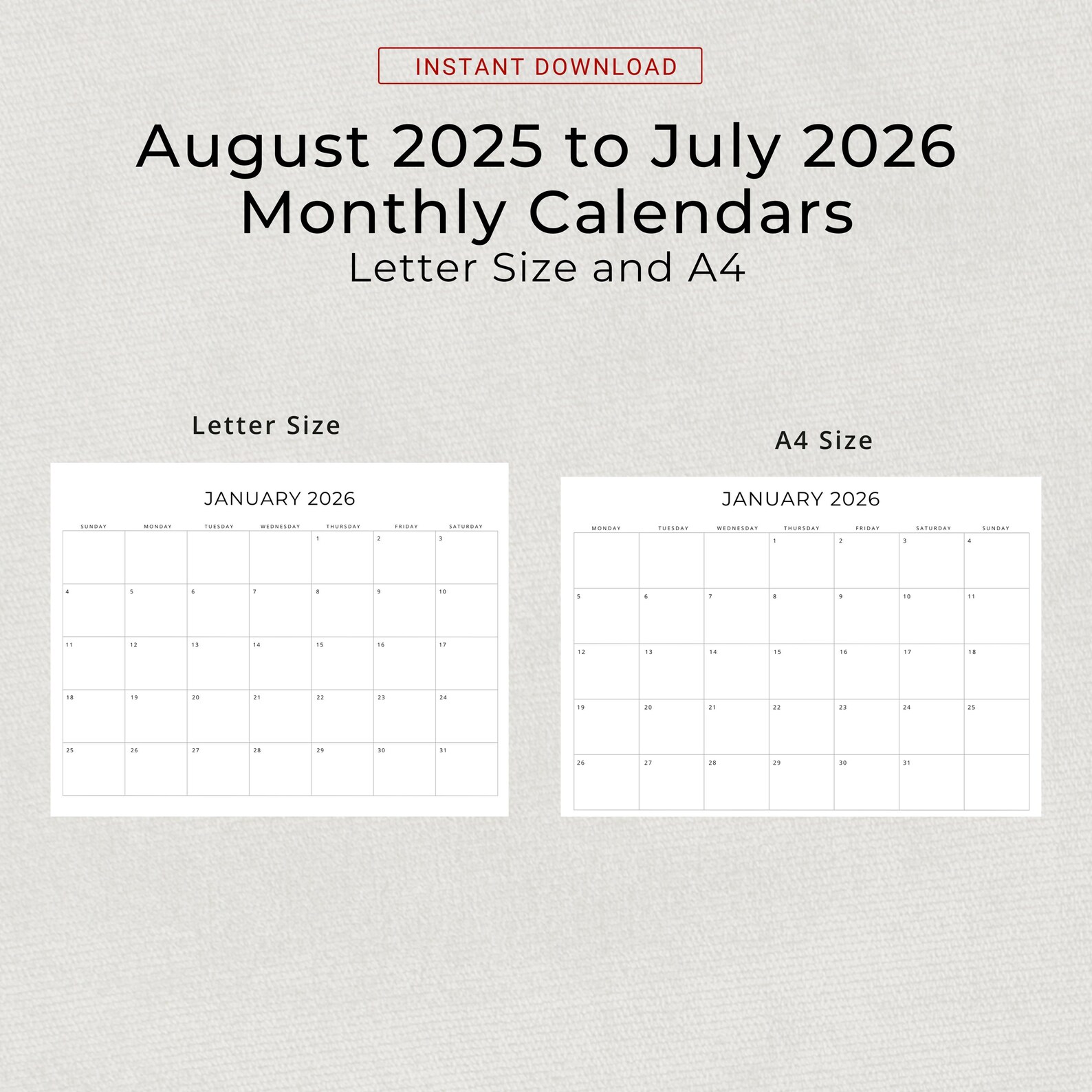 2025-2026 Academic Planner August 2025 to July 2026 Monthly Calendar ...