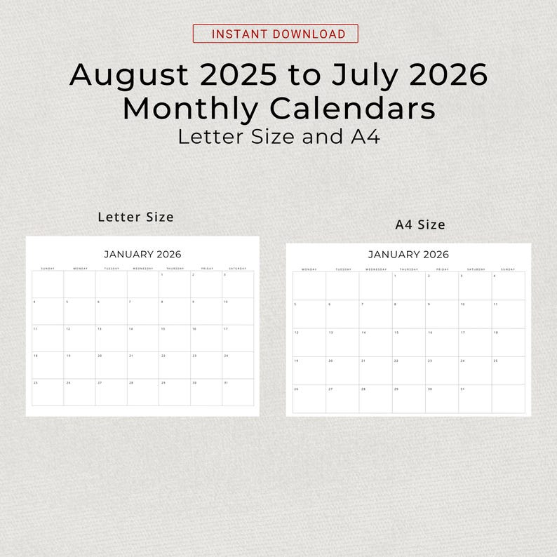 2025-2026 Academic Planner August 2025 to July 2026 Monthly Calendar ...