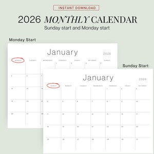 2026 Calendar 2026 Monthly Planner Landscape Classy Wall Calendar 2026 ...
