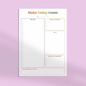 Printable Daily Planner Colorful Daily to Do List Productivity Planner ...