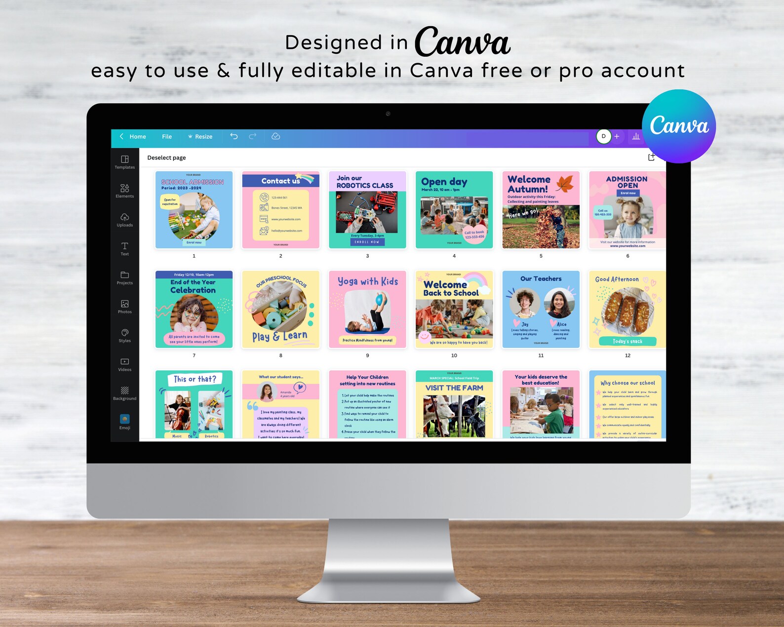 30 Children Education Facebook Post Canva Template Kindergarten ...