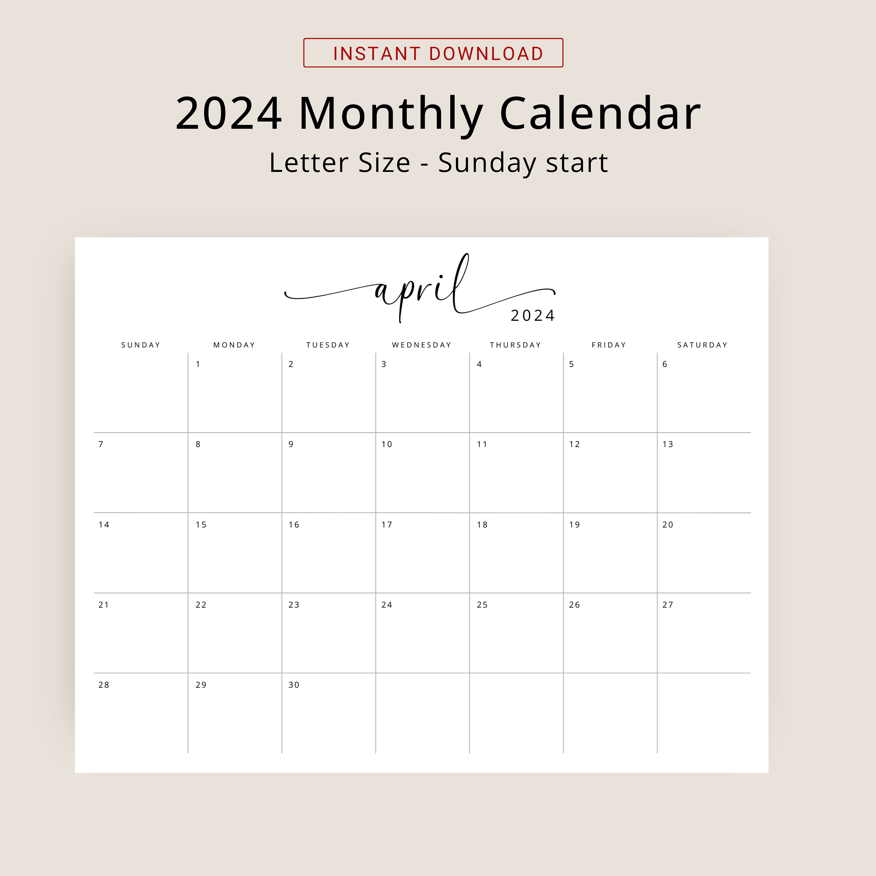 2024 & 2025 Monthly Planner 2024 2025 Calendar Landscape Sunday Start ...