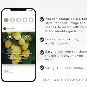 30 Wine & Winery Instagram Post Canva Template Winery Social Media ...