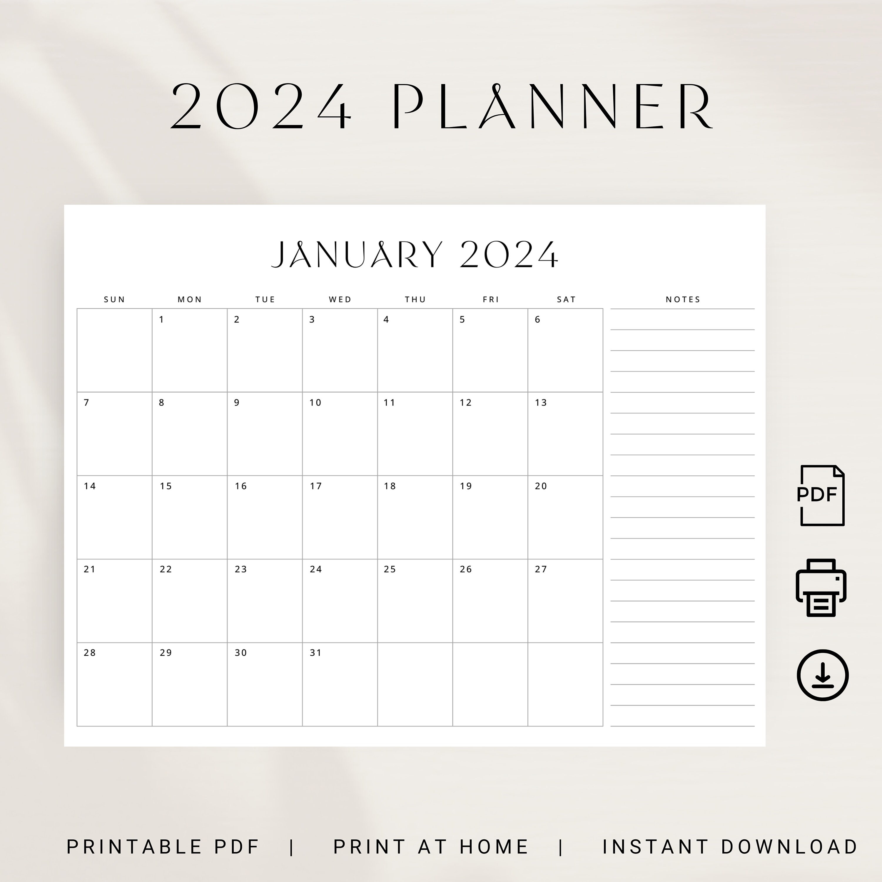2024 Monthly Planner 2024 Planner Printable Planner Landscape Work ...