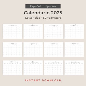 2025 Calendario 2025 Calendario Mensual Imprimible 2025 Elegante ...