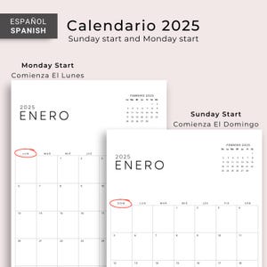 Minimalista Calendario 2025 Calendario En Español 2025 Planificador ...
