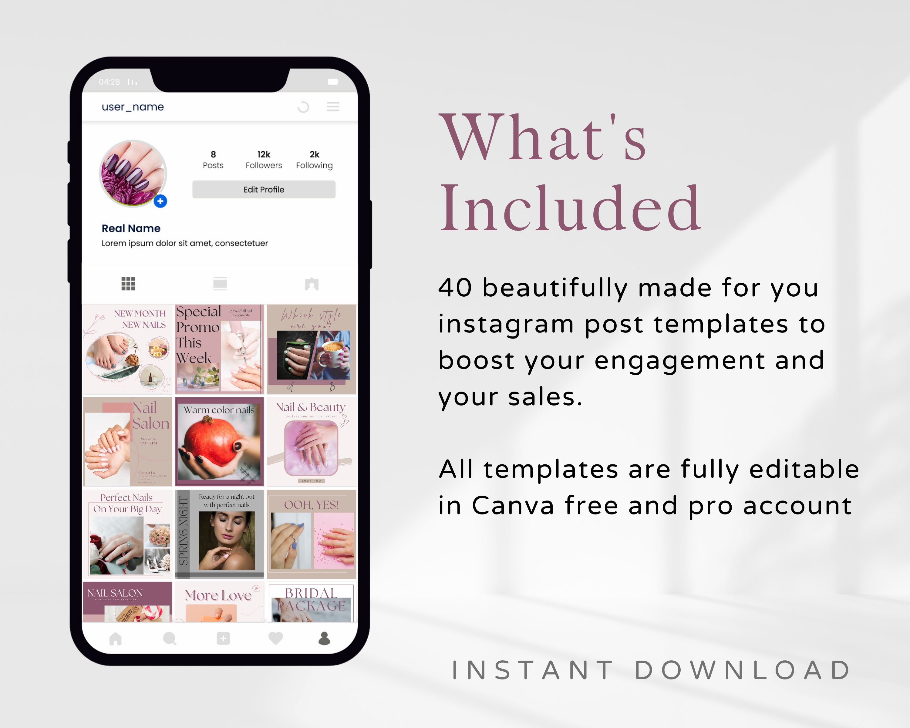 40 Nail Tech Instagram Post Canva Templates Manicurist IG Pedicurist ...