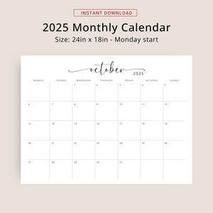 Large 2025 Calendar 2025 Big Calendar Printable 24x18 Inches 2025 Large ...