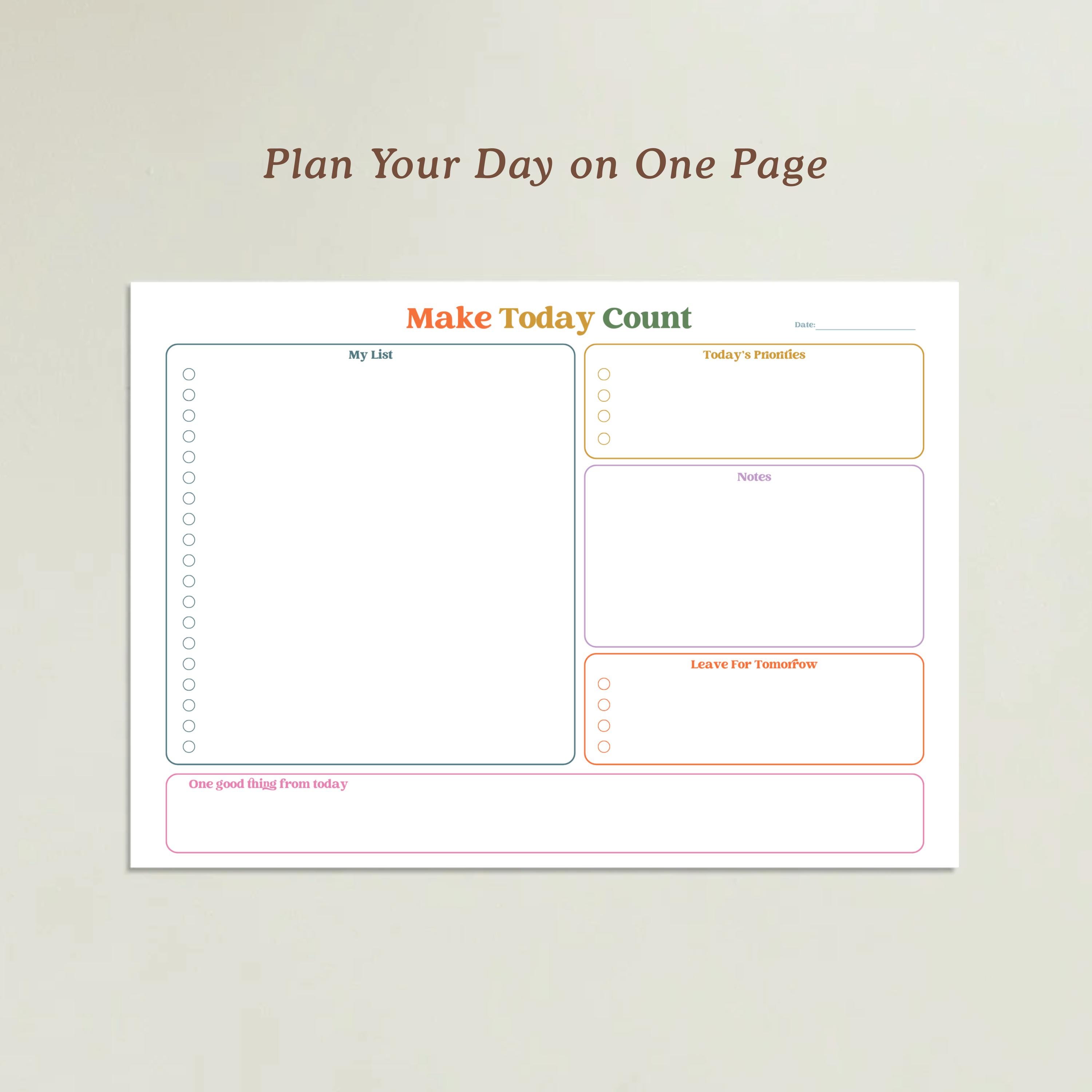 Daily Planner Colorful Daily to Do List Productivity Planner Printable ...