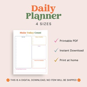 Printable Daily Planner Colorful Daily to Do List Productivity Planner ...