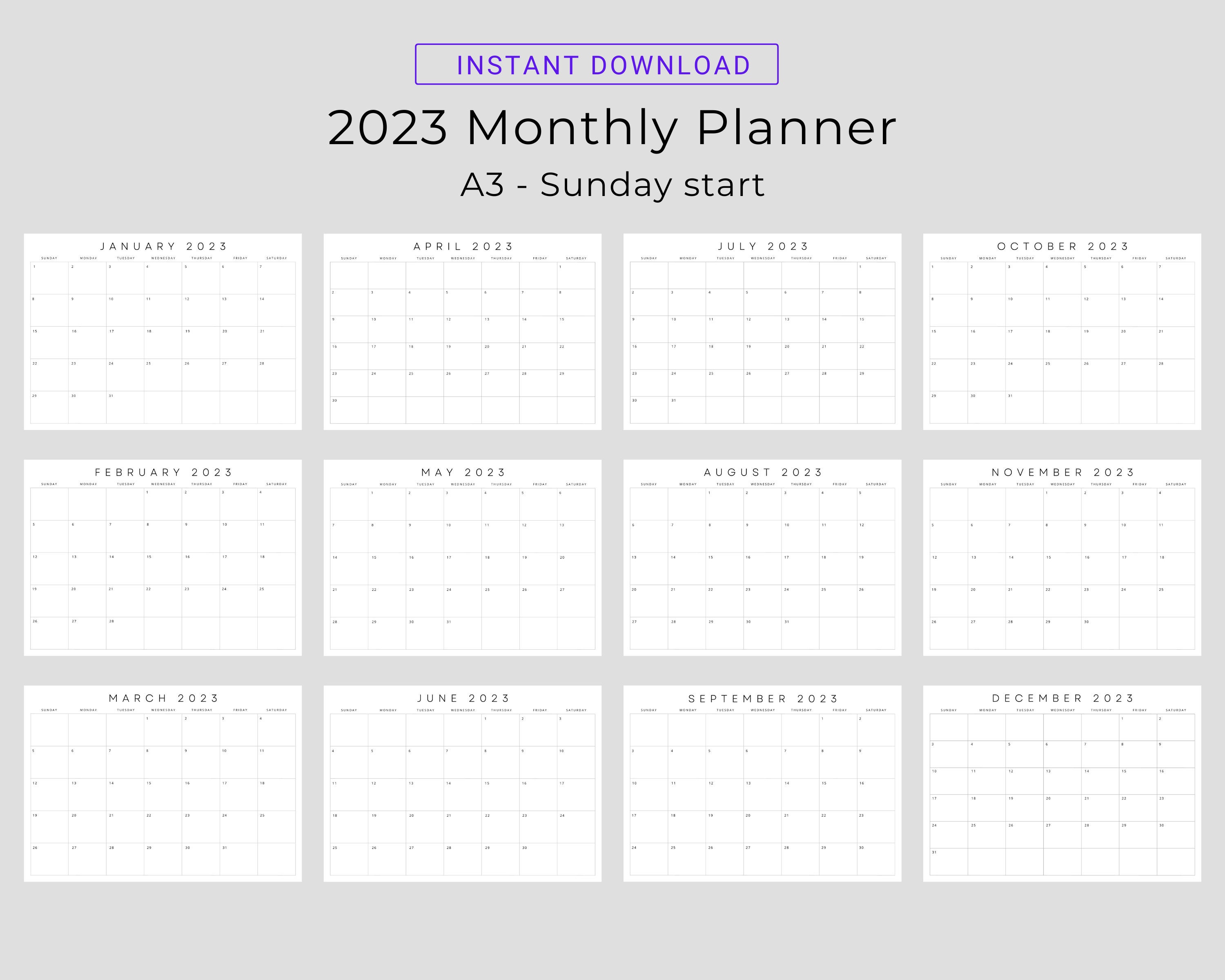 2023 & 2024 Monthly Planner Landscape 2023 2024 Monthly PDF - Etsy