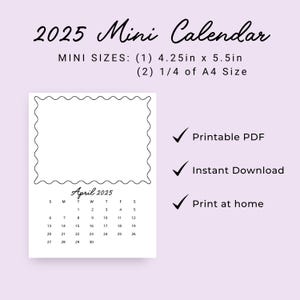 2025 Mini Calendar With Wavy Frame 2025 Small Desk Calendar Trendy 2025 ...