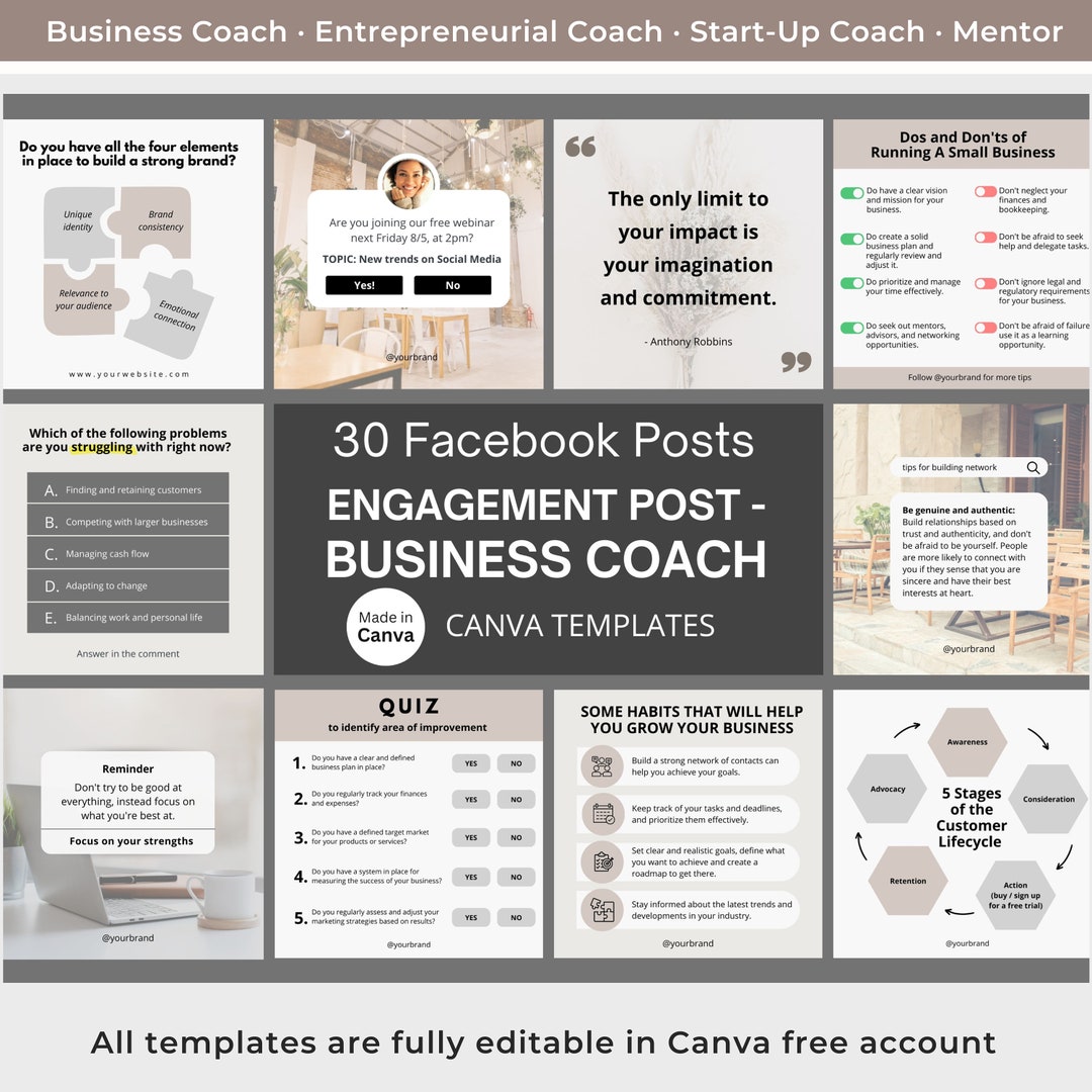 30 Facebook Post Template for Coach Engagement Post Infographic Post ...