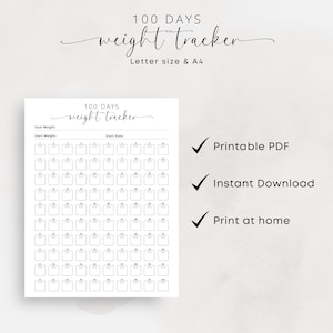 100 Days Weight Tracker Printable Weight Loss Tracker PDF Weight Loss ...