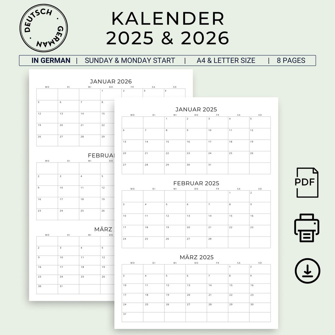 2025 2026 Kalender Deutsch 2025 Kalender 2025 2026 Quarterly Planner 3 ...