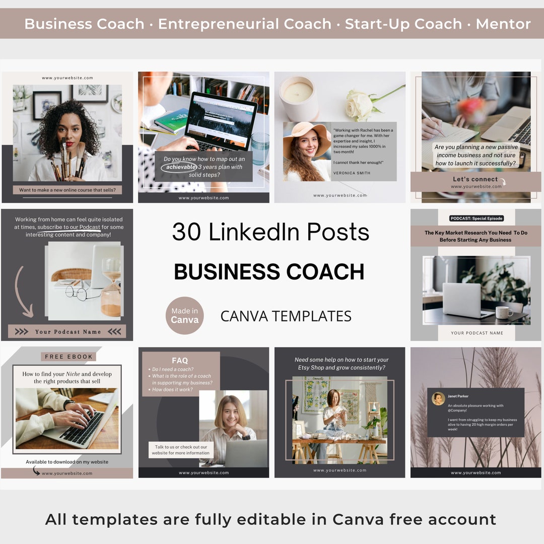 30 Business Coach Linkedin Post Canva Templates Linkedin Business ...
