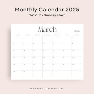 2025 Monthly Calendar 24x18 2025 Calendar Poster Size Landscape 2025 ...