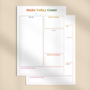 Printable Daily Planner Colorful Daily to Do List Productivity Planner ...