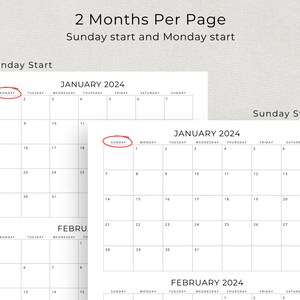 2024 2025 Calendar 2025 2024 Planner 2 Months per Page Calendar PDF ...