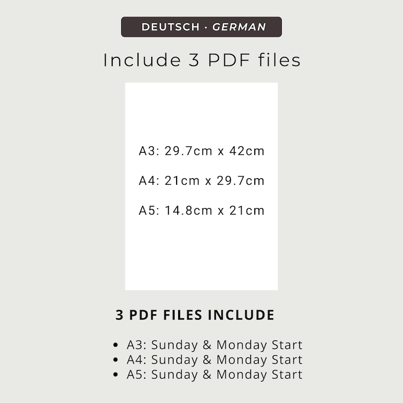 2026 Kalendar A3 A4 A5 2026 Kalender auf Deutsch DRUCKBARE PDF ...