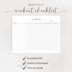 Workout Checklist Printable Daily Workout Routine Tracker Gym Log ...